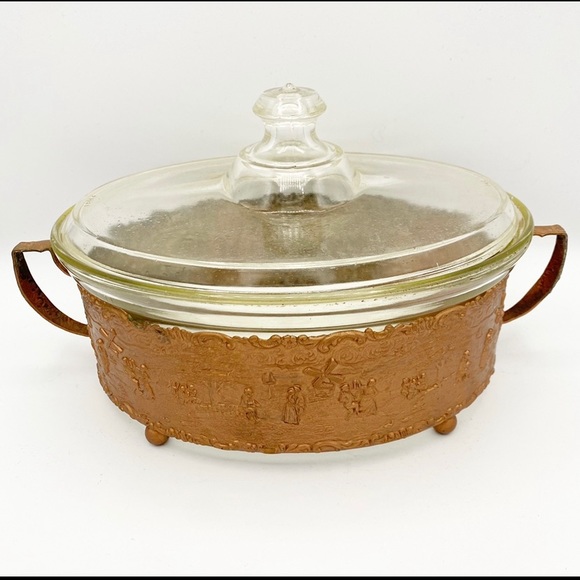Pyrex | Dining | Rare Antique Pyrex Glass Caserole Dish With Lid Copper ...